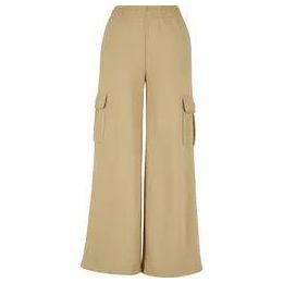 Cargohose Urban Classics "Urban Classics Damen Ladies Highwaist Wide Leg Cargo Terry Pants", Damen, Gr. S, US-Gr&ouml;&szlig;en, unionbeige, 65% Baumwolle, 35% Polyester, unifarben, loose fit, Hosen Cargohose