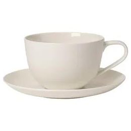 Villeroy & Boch Tasse VILLEROY & BOCH "Fr&uuml;hst&uuml;ckstasse mit Untertasse For Me 300 ml wei&szlig;", wei&szlig;, Porzellan, Trinkgef&auml;&szlig;e, Tasse