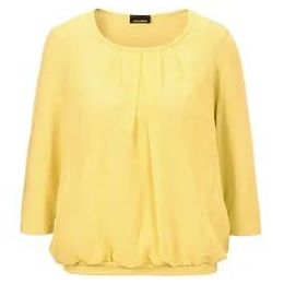 Kurzarmbluse GOLDNER "Kurzgr&ouml;&szlig;e Chiffon-Shirt mit 3/4-Arm, Rundhals", Damen, Gr. 20, gelb, Obermaterial: 95% Viskose CV. 5% Elasthan EL., Casual, Gerade, Blusen, keine/nicht relevant
