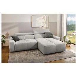 Jockenh&ouml;fer Ecksofa JOCKENH&Ouml;FER GRUPPE "Unos, L-Form, mit 60cm elektrischer Sitztiefenverstellung", hellgrau, B:299cm T:211cm, Korpus: 100% Polyester;Kissen: 100% Polyester, Sofas, Ecksofa, 140kg Belastbarkeit, USB, verstellbaren Kopfst&uuml;tzen & Zierkissen