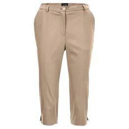 Caprihose GOLDNER "Sportive Capri-Hose aus trageangenehmen Satin", Damen, Gr. 48, N-Gr, beige, Obermaterial: 64% Baumwolle CO. 33% Polyester PES. 3% Elasthan EL., normal, Hosen Caprihose, Perfekt sitzende und anschmiegsame Pasform