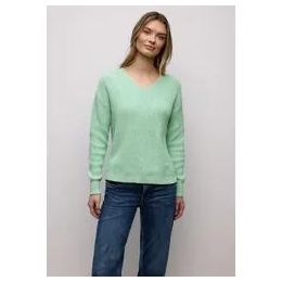 V-Ausschnitt-Pullover Street One, Damen, Gr. 38, pale mint gr&uuml;n, Web, 100% Baumwolle, unifarben, normal normal, V-Ausschnitt, Rippb&uuml;ndchen, Pullover, mit V-Ausschnitt