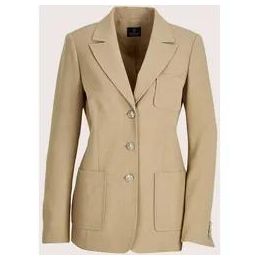 Madeleine Mode Jackenblazer MADELEINE "Blazer Stilvoller Einreiher mit Reverskragen", Damen, Gr. 36, beige, Obermaterial: 77% Polyester PES. 19% Viskose CV. 4% Elasthan EL., Modern, Blazer, Edle Melange-Qualit&auml;t
