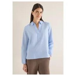 Langarmbluse Cecil, Damen, Gr. S (38), blouse blau, Web, 100% Baumwolle, unifarben, klassisch normal, V-Ausschnitt, elastischer Bund, Blusen, aus reiner Baumwolle