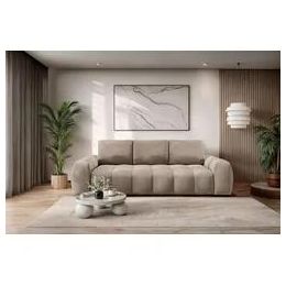 3-Sitzer OTTO HOME "AZITA optionale Schlafsofa mit Bettkasten, Breite 253cm", taupe, B:253cm H:87,5cm T:113cm, 100% Polyester, Sofas, Sofa mit Wellenunterfederung, Bubble-Optik, Verl&auml;ssliche Qualit&auml;t