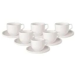Villeroy & Boch Tasse VILLEROY & BOCH "Kaffeetassen mit Untertassen Afina 150 ml 6er Set wei&szlig;", wei&szlig;, Porzellan, Trinkgef&auml;&szlig;e, Tasse