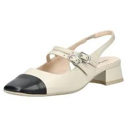 Slingpumps Nero Giardini "Nero Giardini Pumps Leder", Damen, Gr. 38, schwarz, beige, Leder, Schuhe Slingpumps