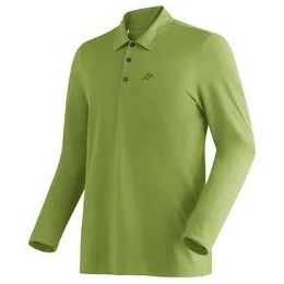 Langarm-Poloshirt Maier Sports "Long Pique Polo M", Herren, Gr. S, grasgr&uuml;n, 60% Baumwolle, 40% Polyester, Rundhals, Shirts