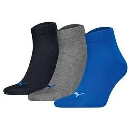 Kurzsocken Puma "Socken Quarter Plain 3P 3er Pack", Herren, Gr. 35-38, grau (grau, blau), Obermaterial: 68% Baumwolle CO. 18% Polyamid PA. 12% Polyester PES. 2% Elasthan EL., Socken
