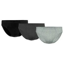 Slip Seidensticker "Slip 3er Pack", Herren, Gr. M, bunt (schwarz, grau), Obermaterial: 95% Baumwolle CO. 5% Elasthan EL., Unterhosen Slip