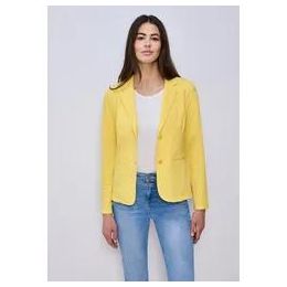 Sweatblazer Street One, Damen, Gr. 40, bloom gelb, Jersey, 93% Baumwolle, 7% Elasthan, unifarben, normal normal, V-Ausschnitt, abgesteppt, Blazer, im soften Baumwoll-Mix