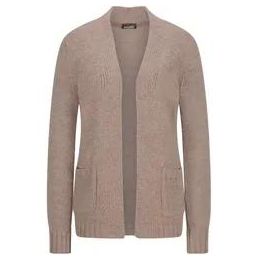 Strickjacke GOLDNER "Kurzgr&ouml;&szlig;e Langarm Melange-Cardigan, flauschig", Damen, Gr. 22, beige (beige, gemustert), Obermaterial: 100% Polyacryl PAN., Modisch, Strickjacken Strickjacke, Melange-Optik
