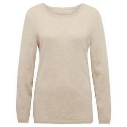 Strickpullover GOLDNER "Kurzgr&ouml;&szlig;e Feinstrickshirt mit U-Boot-Ausschnitt", Damen, Gr. 23, beige (bisquit), Obermaterial: 100% Kaschmir WS., figurumspielend, U-Boot-Ausschnitt, eng Rippe, Pullover Strickpullover, keine/nicht relevant