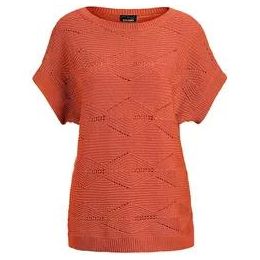 Strickpullover GOLDNER "Kurzarm Baumwoll-Strickshirt", Damen, Gr. 44, orange, Obermaterial: 50% Baumwolle CO. 50% Polyacryl PAN., gerade, U-Boot-Ausschnitt, Rippe, Pullover Strickpullover, Rippenb&uuml;ndchen