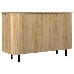 Sideboard Home Affaire "Murano, 131 cm breit, 2 T&uuml;ren, Anrichte, Kommode, Stauraumschrank", eiche cadiz dekor, B:131cm H:83cm T:43cm, FSC-zertifizierter Holzwerkstoff, Sideboards, Sideboard, Formgebogenes MDF, Stirnseiten mit Rundung, F&uuml;&szlig;e und Griffe aus Metall