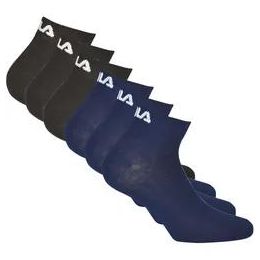 Kurzsocken Fila "Socken 6er Pack", Herren, Gr. 43-46, schwarz (schwarz, blau), Obermaterial: 75% Baumwolle CO. 23% Polyester PES. 2% Elasthan EL., Socken