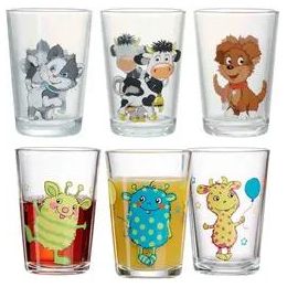 Ritzenhoff & Breker Kinderbecher RITZENHOFF & BREKER "Kindergl&auml;ser Hoftiere und Monsterchen 205 ml 6er Set bunt", bunt, Glas, Trinkgef&auml;&szlig;e, Kinderbecher