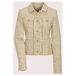 Madeleine Mode Jackenblazer MADELEINE "Tweedblazer Baumwolljacke mit Fransendetails", Damen, Gr. 48, wei&szlig; (perlwei&szlig;, macchiato, multicolor), Obermaterial: 85% Baumwolle CO. 13% Polyester PES. 2% metallisierte Fasern MTF., Modern, gerade, Blazer, Tweedblazer mit kleinen Pailetten und Fransendetails