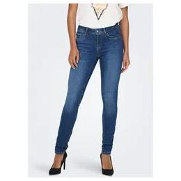 Skinny-fit-Jeans Only "ONLBLUSH MID WAIST DB STICHT DNM", Damen, Gr. XS, L&auml;nge 32, medium blau denim, Denim/Jeans, Obermaterial: 92% Baumwolle, 6% Elastomultiester, 2% Elasthan, unifarben, skinny fit lang, Jeans
