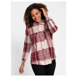 Fleeceshirt Casual Looks "Fleece-Bluse", Damen, Gr. 54, rot (champagner, bordeaux, kariert), 100% Polyester, gemustert, kariert, mehrfarbig, Shirts
