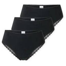 Slip Schiesser "Slip 3er Pack", Damen, Gr. L, schwarz, Obermaterial: 95% Baumwolle CO. 5% Elasthan EL., Unterhosen Slip