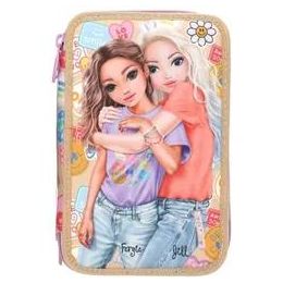 Buntstift Depesche "3-Fach Federtasche GIRL POWER inkl. Stifte TOPModel 7,5 x 13 x 20 cm bunt", Kinder, bunt, Kunststoff, Stifte