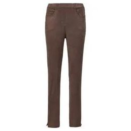 2-in-1-Hose GOLDNER "Bi-elastische Hose in superweichem Veloursleder-Look", Damen, Gr. 54, N-Gr, beige (taupe), Obermaterial: 90% Polyester PES. 10% Elasthan EL., normal, Hosen, Sportiver 5-Pocket-Stil