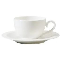 Villeroy & Boch Tasse VILLEROY & BOCH "Cappuccinotasse mit Untertasse White Pearl 310 ml 2er Set wei&szlig;", wei&szlig;, Porzellan, Trinkgef&auml;&szlig;e, Tasse