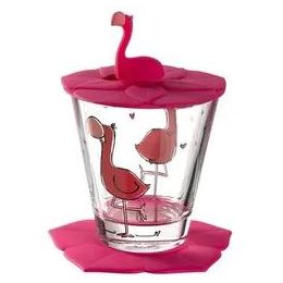 Kinderbecher Leonardo "Kinderbecherset Bambini 215 ml", pink (flamingo), 3 tlg., Glas, Trinkgef&auml;&szlig;e, Kinderbecher