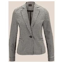 Madeleine Mode Jackenblazer MADELEINE "Blazer Blazer in feinem Vichy-Karo", Damen, Gr. 40, wei&szlig; (wei&szlig;, schwarz), Obermaterial: 69% Viskose CV. 13% Polyamid PA. 13% Polyester PES. 5% Elasthan EL., Modern, normal, Blazer
