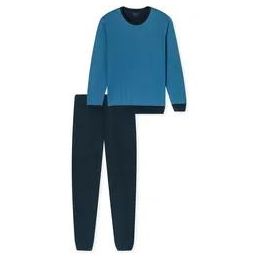 Schlafanzug UNCOVER BY Schiesser "Pyjama", Herren, Gr. M, bunt (blau), Obermaterial: 100% Baumwolle CO., Homewear-Sets Schlafanzug