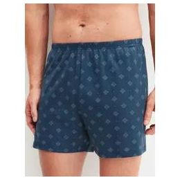 Weiter Boxer Calida "Prints", Herren, Gr. XL (56), schwarz denim, Single Jersey, Obermaterial: 100% Baumwolle, weit, Unterhosen, ohne Eingriff, lockere Passform, in Single-Jersey Qualit&auml;t