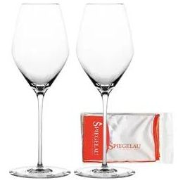 Champagnerglas Spiegelau "Champagnergl&auml;ser + Poliertuch Hi-Lite 347 ml 2er Set transparent", bunt (transparent), Glas, Trinkgef&auml;&szlig;e