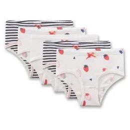 Panty Sanetta "Slip Hipslip 5P 5er Pack", M&auml;dchen, Gr. 104, bunt (wei&szlig;, schwarz, rot), Obermaterial: 95% Baumwolle CO. 5% Elasthan EL., Unterhosen Panty