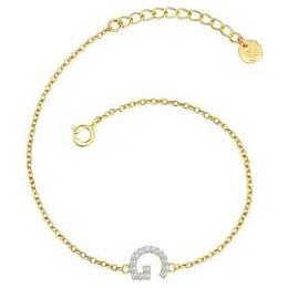 Glanzst&uuml;cke M&uuml;nchen Gliederarmband GLANZST&Uuml;CKE M&Uuml;NCHEN "GSM1962", gelbgold, wei&szlig;, Armb&auml;nder, Damen, Silber 925 (Sterlingsilber), Gliederarmband, mit Buchstaben-Anh&auml;nger