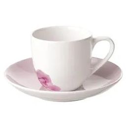 Villeroy & Boch Tasse VILLEROY & BOCH "Espressotasse mit Untertasse Rose Garden 70 ml rosa", rosa, Porzellan, Trinkgef&auml;&szlig;e, Tasse