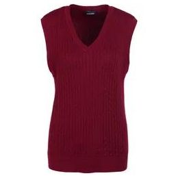 Pullunder GOLDNER "Elegante Zopfstrickweste, V-Ausschnitt", Damen, Gr. 52, rot (dunkelrot), Obermaterial: 50% Baumwolle CO. 50% Polyacryl PAN., V-Ausschnitt, Sonstiges, Pullover Pullunder, Tolles Kombinationstalent