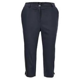 Caprihose GOLDNER "Kurzgr&ouml;&szlig;e Sportive Capri-Hose aus trageangenehmen Satin", Damen, Gr. 21, K-Gr, blau (dunkelmarine), Obermaterial: 64% Baumwolle CO. 33% Polyester PES. 3% Elasthan EL., normal, Hosen Caprihose, Perfekt sitzende und anschmiegsame Pasform