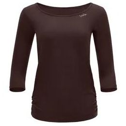 3/4-Arm-Shirt WINSHAPE "AET139LS", Damen, Gr. XXL, espresso, 85% Polyester, 15% Elasthan, R&uuml;ckenausschnitt, Shirts 3/4-Arm-Shirt, Functional Light and Soft