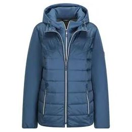 Kurzjacke GOLDNER "Sportive Steppjacke mit Kapuze", Damen, Gr. 48, blau (rauchblau), Obermaterial: 50% Polyamid PA. 47% Polyester PES. 3% Elasthan EL., normal, Jacken Kurzjacke, Mit herausnehmbaren Einsatz