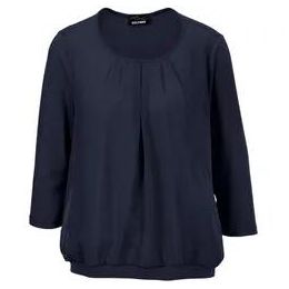 Kurzarmbluse GOLDNER "Kurzgr&ouml;&szlig;e Chiffon-Shirt mit 3/4-Arm, Rundhals", Damen, Gr. 24, blau (marine), Obermaterial: 95% Viskose CV. 5% Elasthan EL., Casual, Gerade, Blusen, keine/nicht relevant
