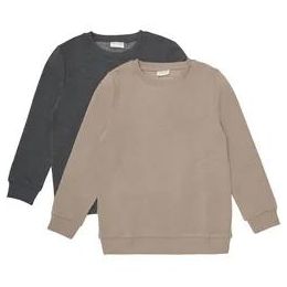 Sweatshirt Minymo "Rundhalspullover MISweatshirt", Jungen, Gr. 92, braun (fossil), Obermaterial: 100% Baumwolle CO., Pullover Sweatshirt