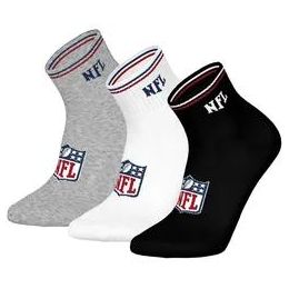 Kurzsocken NFL "Socken NFL SHIELD 3Pack Quarter Socks 3er Pack", Damen, Gr. 43-46, bunt (wei&szlig;, grau, schwarz), Obermaterial: 70% Baumwolle CO. 29% Polyester PES. 1% Elasthan EL., Socken