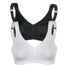 Sassa Mode Sport-BH SASSA "2er Pack Sport BH ohne B&uuml;gel SPORTS BRAS", Damen, Gr. 75, Cup B, bunt (schwarz wei&szlig;), Obermaterial: 82% Polyamid PA. 18% Elasthan EL., BHs Sport-BH