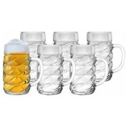 Bierkrug ST&Ouml;LZLE "Ma&szlig;kr&uuml;ge Diamond 1000 ml 6er Set transparent", bunt (transparent), Glas, Trinkgef&auml;&szlig;e