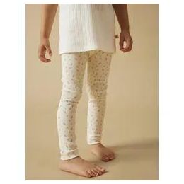 Leggings LIL' ATELIER "NMFGAGO SLIM LEGGING LIL NOOS", M&auml;dchen, Gr. 122, N-Gr, coconut milk aop:small flower, Jersey, Obermaterial: 57% Baumwolle, 38% Lyocell, 5% Elasthan, bedruckt, slim fit lang, Hosen Leggings, weiche Jersey Rippqualit&auml;t