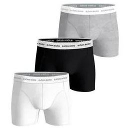 Bj&ouml;rn Borg Boxershorts BJ&Ouml;RN BORG "Boxershort Cotton Stretch Boxer Trunks 3P 3er Pack", Herren, Gr. L, bunt (schwarz, wei&szlig;, grau), Obermaterial: 95% Baumwolle CO. 5% Elasthan EL., Unterhosen