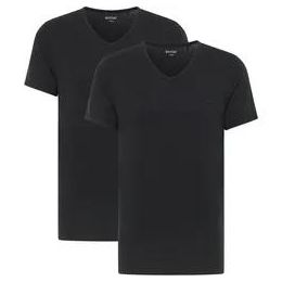 T-Shirt Mustang "T-Shirt Style Amado 2-Pack 2er Pack", Damen, Gr. 3XL, schwarz, Obermaterial: 95% Baumwolle CO(Bio). 5% Elasthan EL., Shirts T-Shirt