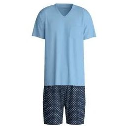 Schlafanzug Calida "Pyjama Relax Streamline Pyjama", Herren, Gr. XL, bunt (blau), Obermaterial: 100% Baumwolle CO., Homewear-Sets Schlafanzug