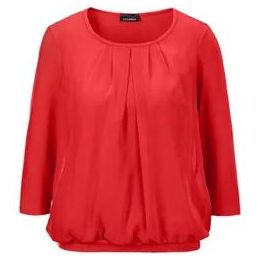 Kurzarmbluse GOLDNER "Kurzgr&ouml;&szlig;e Chiffon-Shirt mit 3/4-Arm, Rundhals", Damen, Gr. 26, rot, Obermaterial: 95% Viskose CV. 5% Elasthan EL., Casual, Gerade, Blusen, keine/nicht relevant